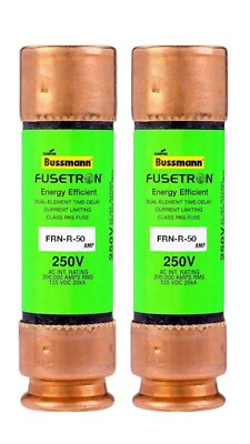 Cooper FRN-R-50 50Amp Fusetron Dual Element Time-Delay Fuse 250V 2 Pack ...