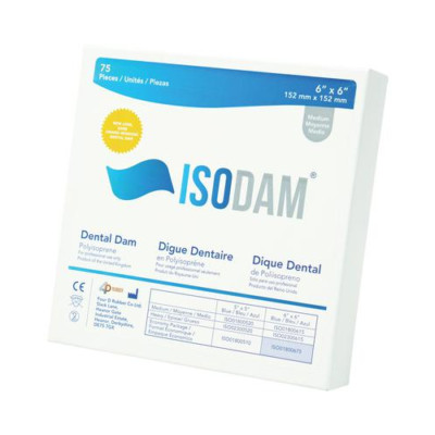 4D Rubber ISO01800675 Isodam Non-Latex Dental Dams 6" X 6" Medium Blue ...