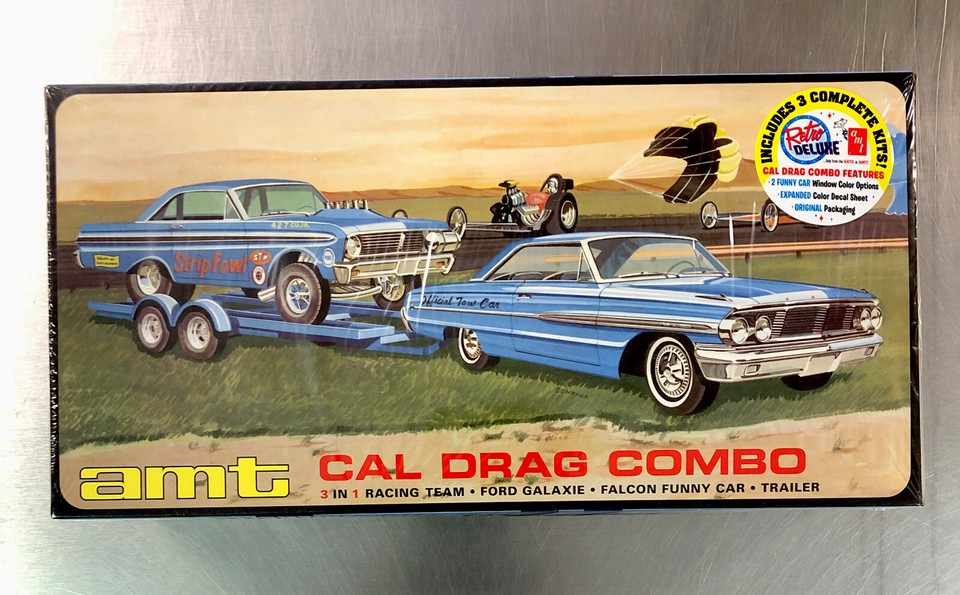 AMT MODEL KIT CAL DRAG COMBO RACING TEAM FORD GALAXIE•FALCON•TRAILER 1/ ...