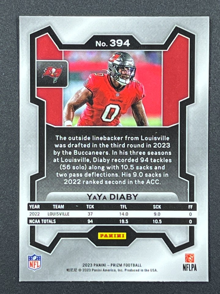 YAYA DIABY RC 2023 Panini Prizm Football #394 Tampa Bay Buccaneers | eBay