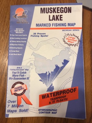 Muskegon Lake marked fishing map Ships N 24h | eBay
