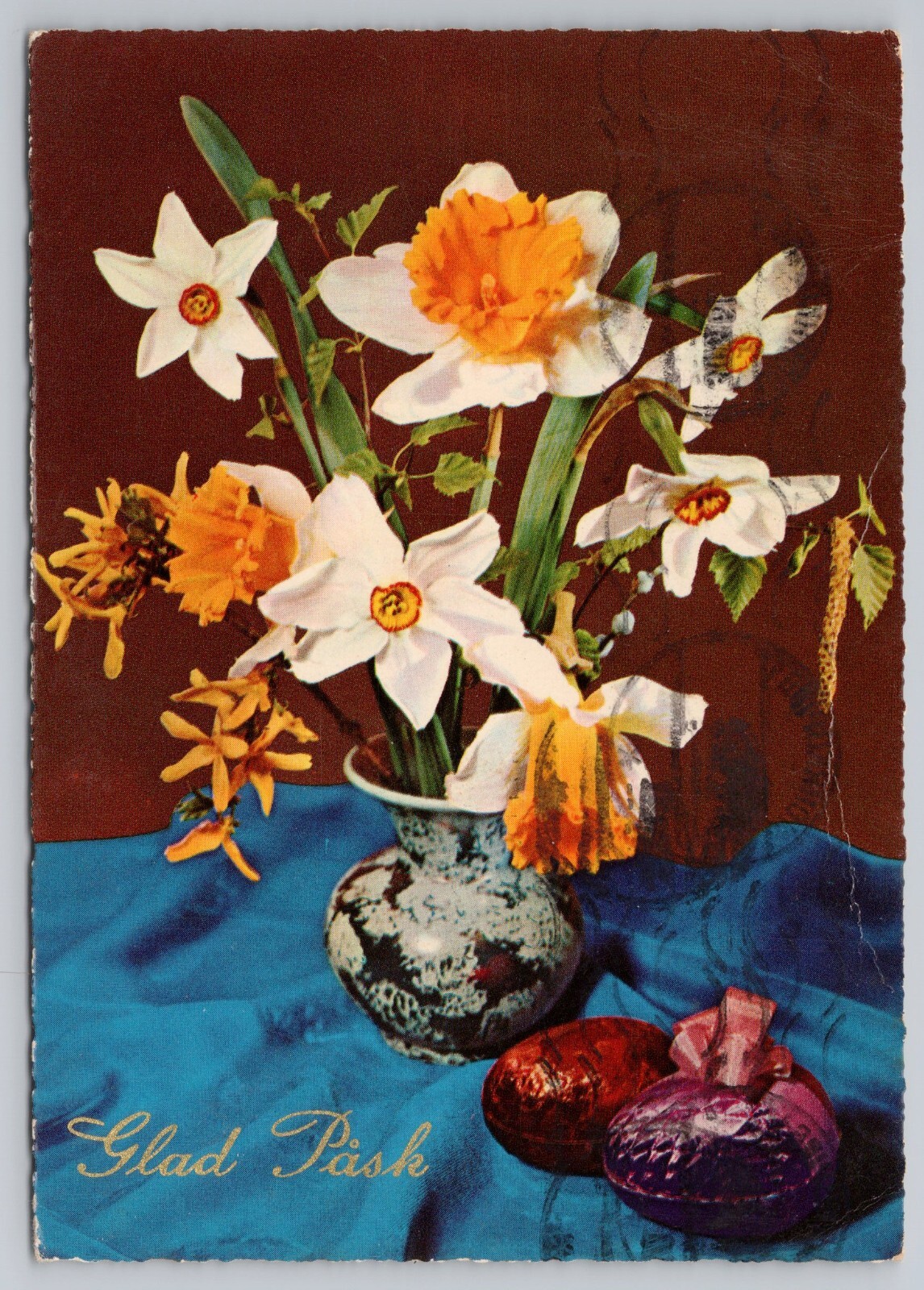 Glad Pask - Happy Easter - Spring Flowers Easter Eggs c1961 Sweden to ...