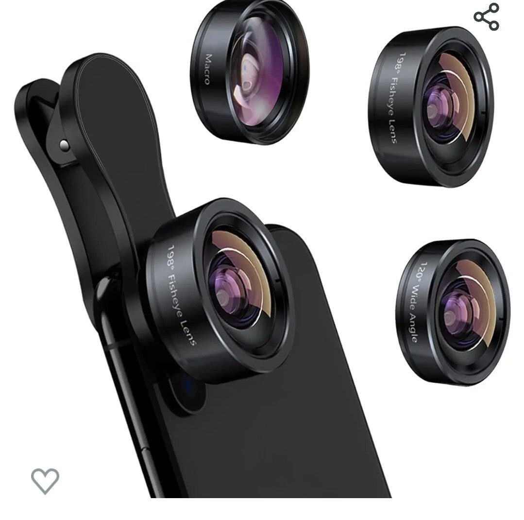 KEYWING Phone Camera Lens 3 in 1 Phone Lens Kit 198 Fisheye Lens + 120 ...