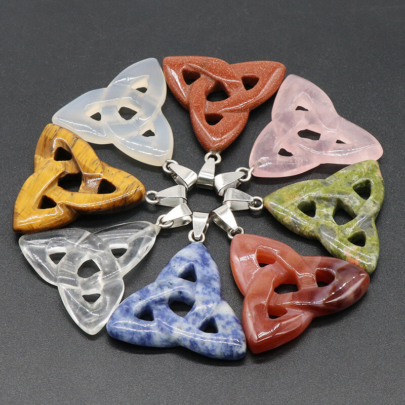 10Pcs 36x34x6mm Green Malay Jade Celtic Knot Irish Triquetra Pendant ...