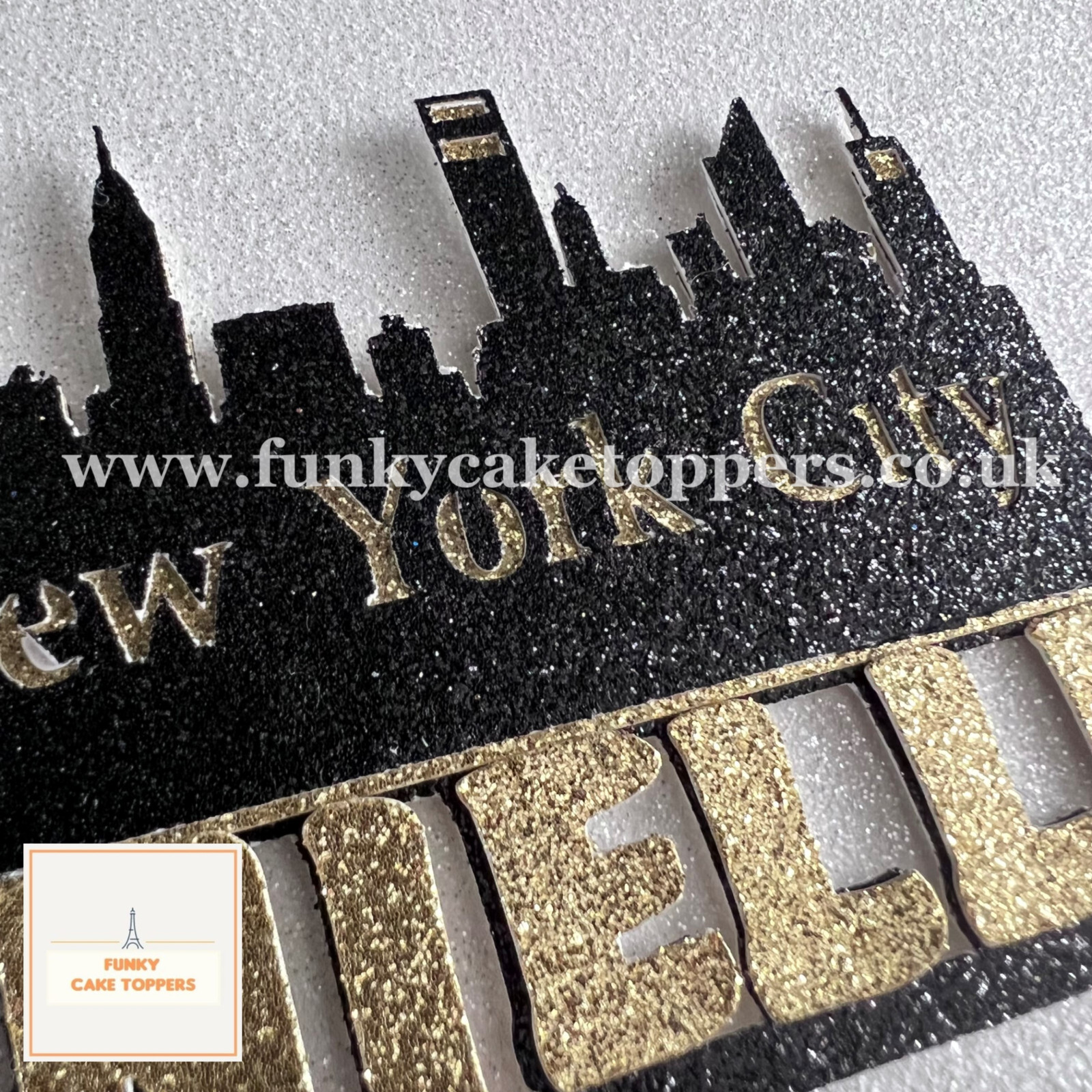 NEW YORK SKYLINE glitter birthday cake topper NY statue of liberty ...
