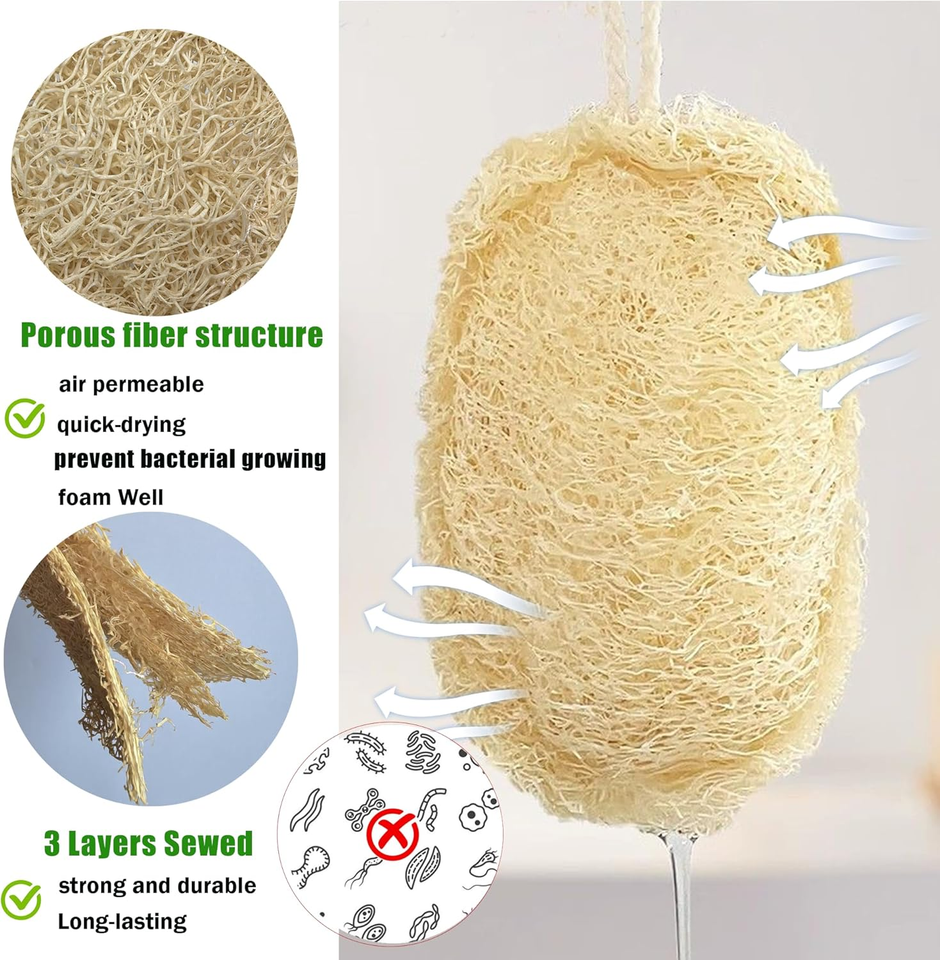 Natural Loofah Kitchen Sponge (6 Pcs) No Scratch Brush for Dishwashing ...