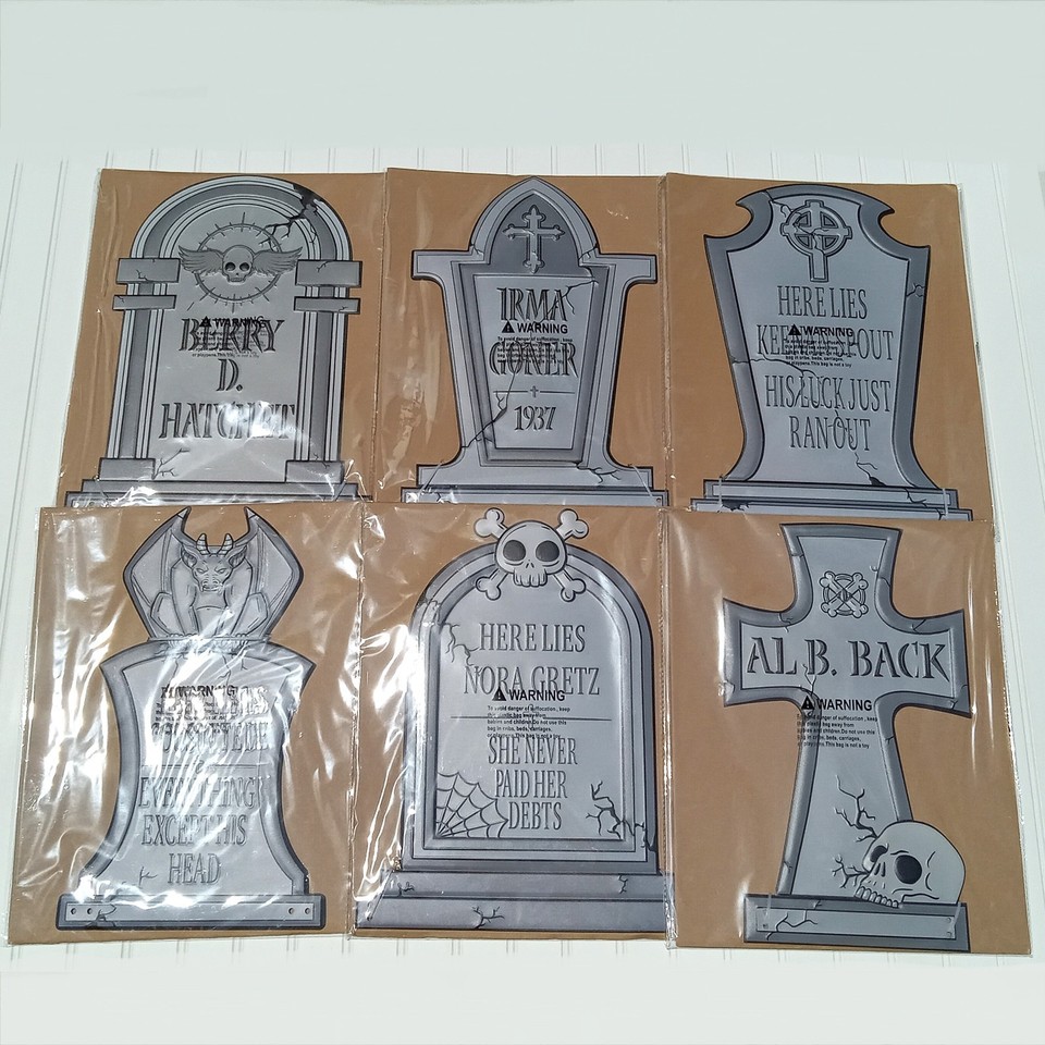Halloween Yard Decor 3D Metal Cemetery Tombstones Set of 11 Headstones ...