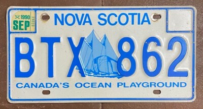 Nova Scotia 1990 CANADA'S OCEAN PLAYGROUND License Plate # BTX 862 | eBay