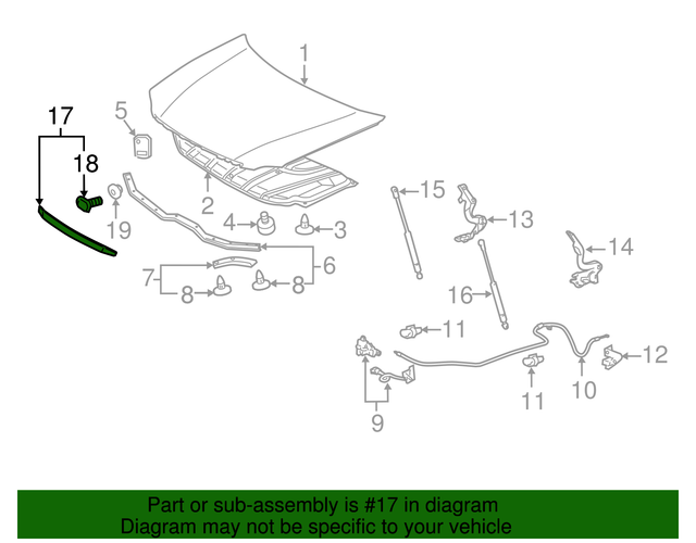 7577007010 Toyota Moulding ASSY Hood 75770-07010 Genuine OEM Part for ...