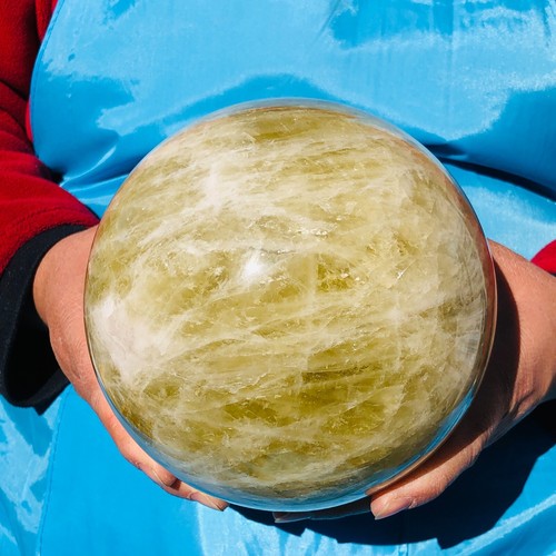 8.69LB Large Natural Yellow Crystal Ball Quartz Citrine Sphere Mineral ...