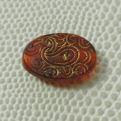 Antique Ruby Red Glass Button - Incised Paisley - Rare - Oval | eBay