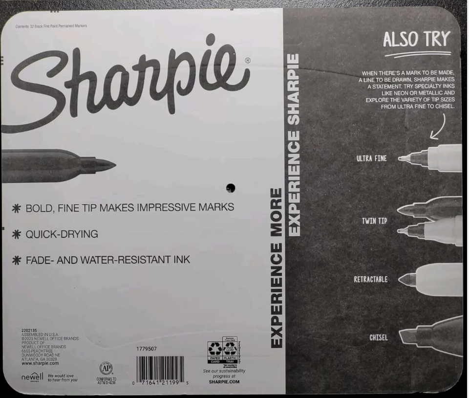 SHARPIE Black Permanent Markers Fine Point 32 Count Pack New Sealed | eBay