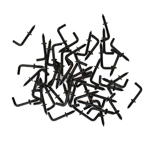 100 Pcs 1/2" Black Small l Shaped Hooks Screw in Right Angle Hooks ...