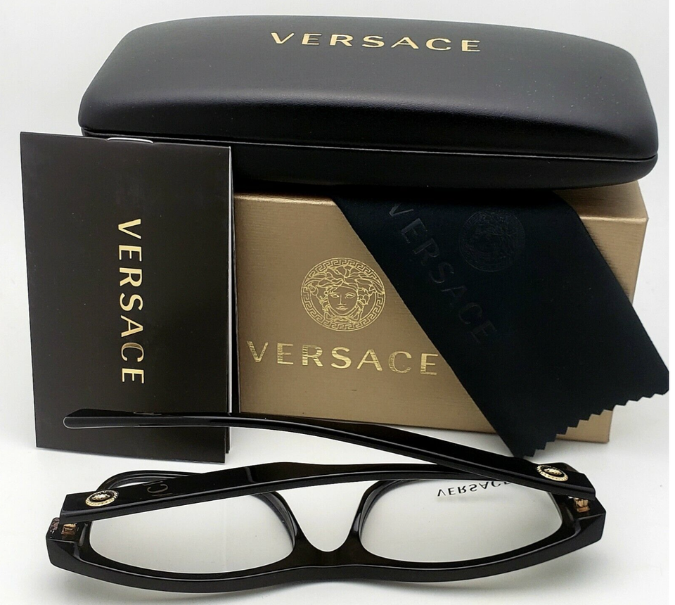 New Versace Reading Glasses MOD. 3266 GB1 55-17 145 Black & Gold Frames ...