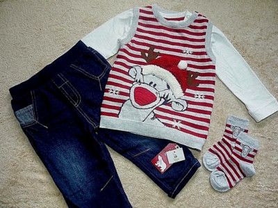 Baby Boys 4pc Disney WINNIE THE POOH TIGGER Jumper Jeans Winter ...