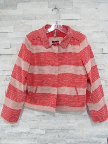 Piazza Sempione Pink Textured Moire Jacquard Stripe Cropped Jacket 42 ...