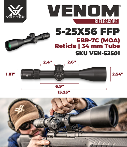 Vortex Optics Venom 5-25x56 FFP EBR-7C MOA Riflescope with Precision ...