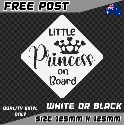 Little Princess On Board Sticker Decal Vinyl Car Girl Window Kids Baby ...