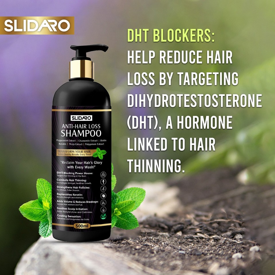 Slidaro Anti Hair Loss Shampoo, Natutral DHT blocker Biotin Peppermint ...