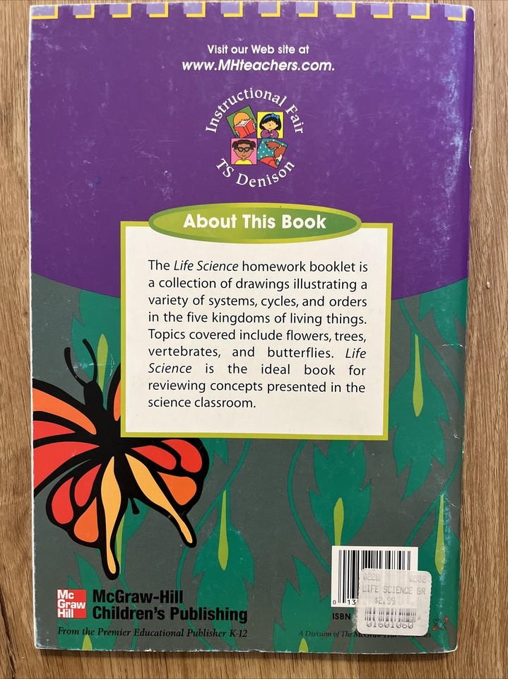 McGraw-Hill Life Science Homework Booklet Grades 4-6 (Unused Workbook ...