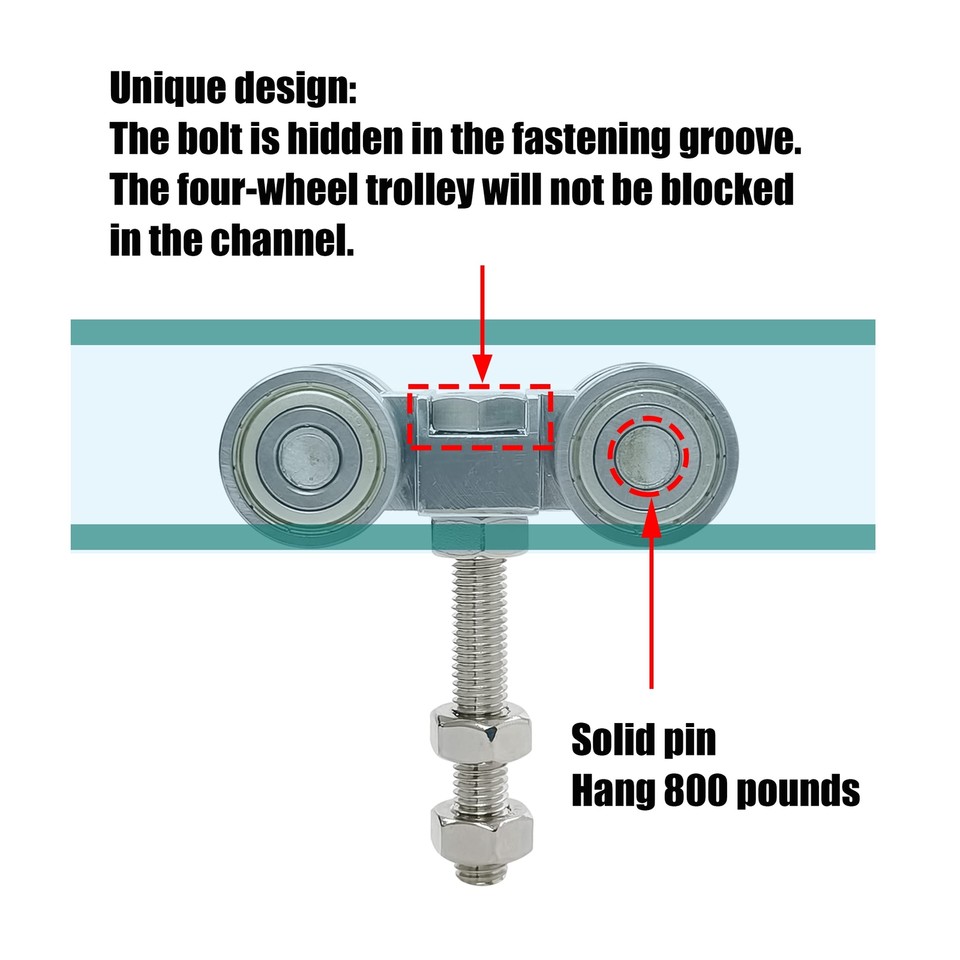 4 Wheel Heavy Duty Trolley Assembly with Silent M10 Bolt & 3 Nuts for ...