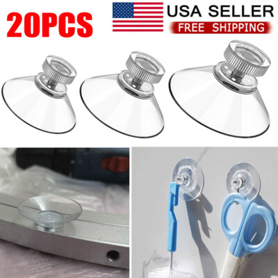 20Pcs Strong Suction Cups Rod Knurled Hook Clear Kitchen Glass w/ M4 ...