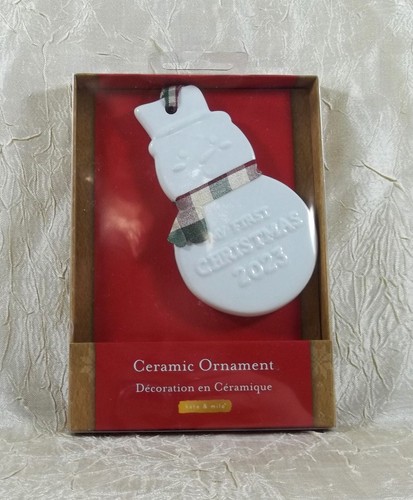 Baby's First Christmas 2023 Ceramic Snowman Ornament Kate & Milo Brand ...