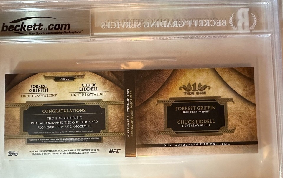 2018 TOPPS UFC KNOCKOUT TIER ONE DUAL AUTO RELIC BOOK LIDDELL - GRIFFIN ...