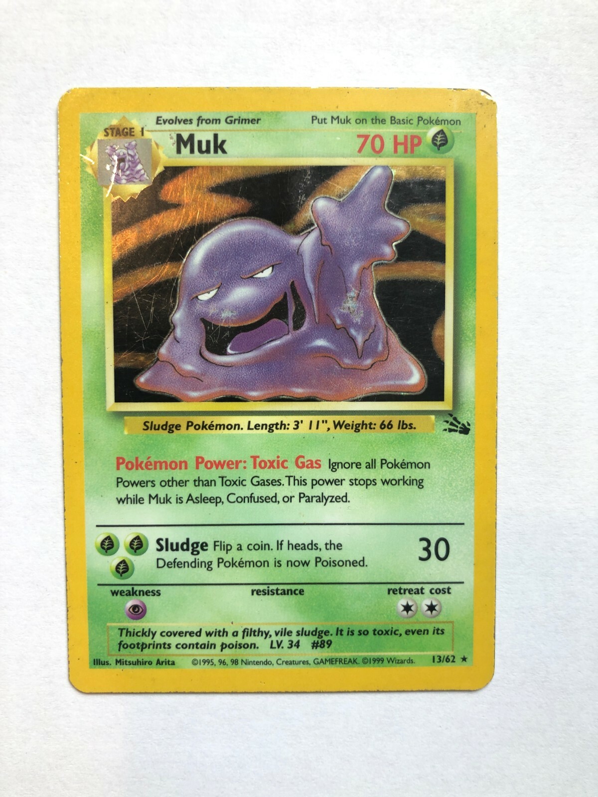 Pokemon Cards Muk 13 62 Rare HOLO Shiny Fossil Set WOTC 1999 | eBay UK