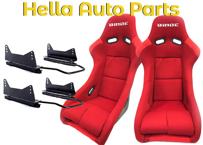 BRIDE ZETA II Red Cloth Seats Low Max Bucket Seats with Long Mount and ...