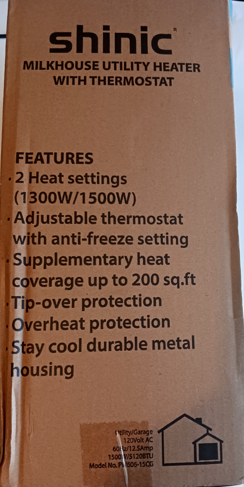 Shinic Space Heater,1500W Milkhouse Heater with Thermostat, Stay Cool ...