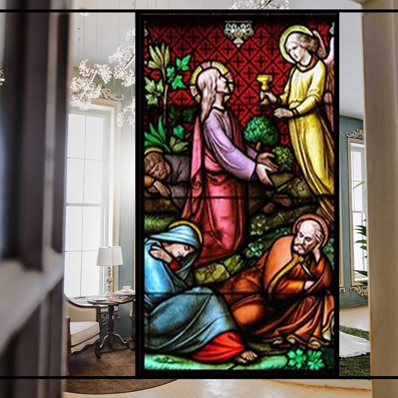 Retro Church Window Film Privacy Self-adhesive Glass Sticker Chapel ...