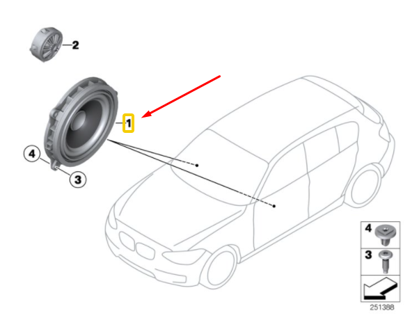 OEM BMW 1 F20 Front Door Stereo Midrange Speaker 9288769 65139288769 ...