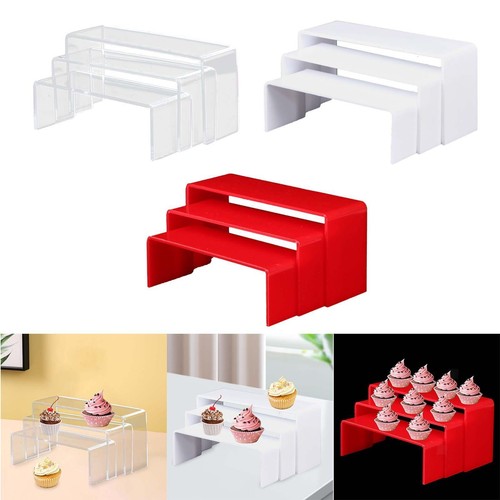 3 Pieces Acrylic Display Stand Rectangle Holder Organizer Stepped ...
