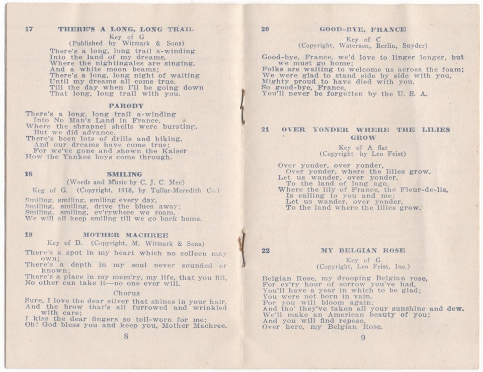 WWI Victory Song Booklet YMCA National War Work Council | eBay