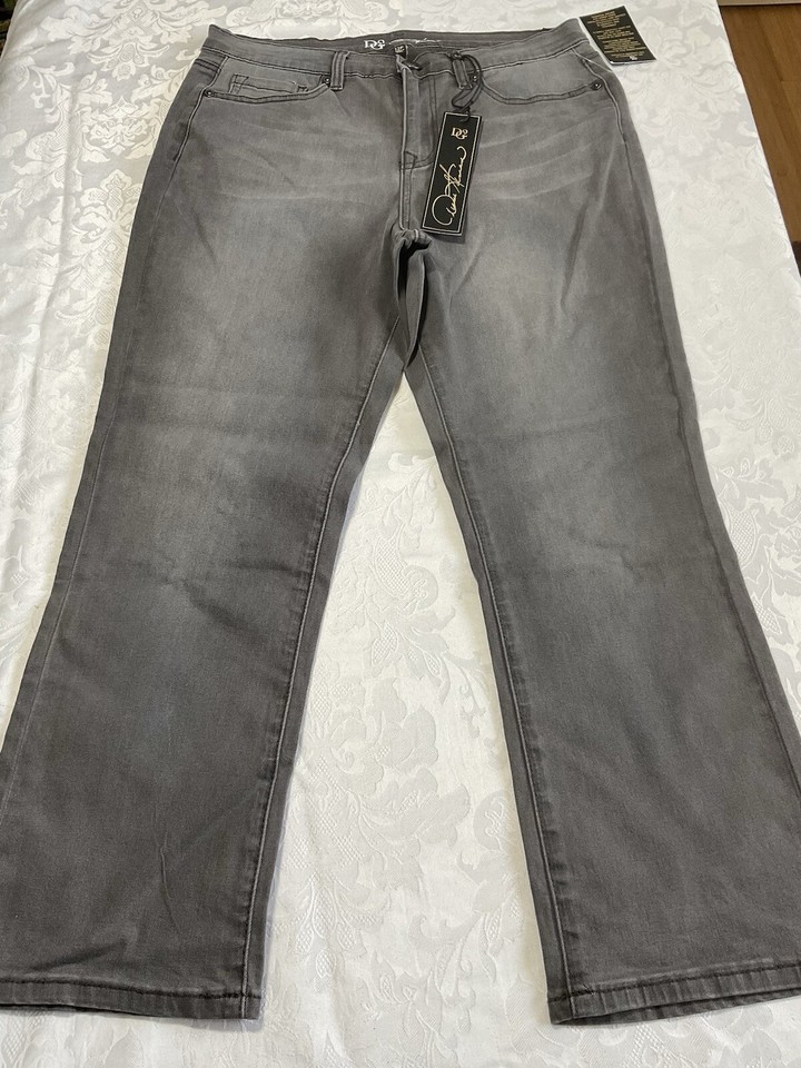 DG2 Diane Gilman Jeans Pull On Grey Stone Wash Size 12P Straight Leg ...