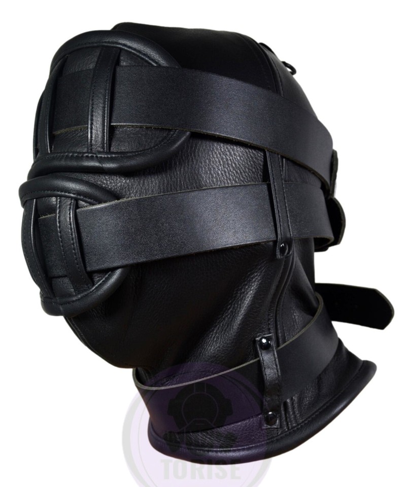 Leather Adults Full Face Mask Open Mouth Eye Head Cover Mask Hood | eBay