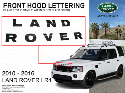 Front Hood 'Land Rover' Name Plate Lettering in Gloss Black Finish ...
