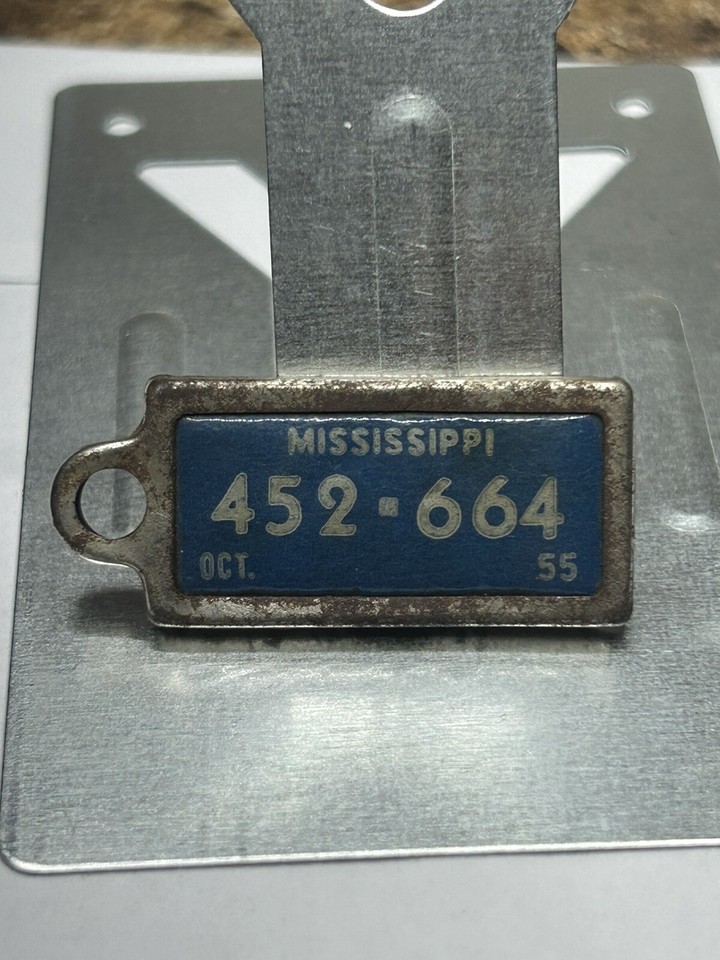 VINTAGE 1955 MISSISSIPPI DAV KEYCHAIN LICENSE PLATE TAG 452-664 ...