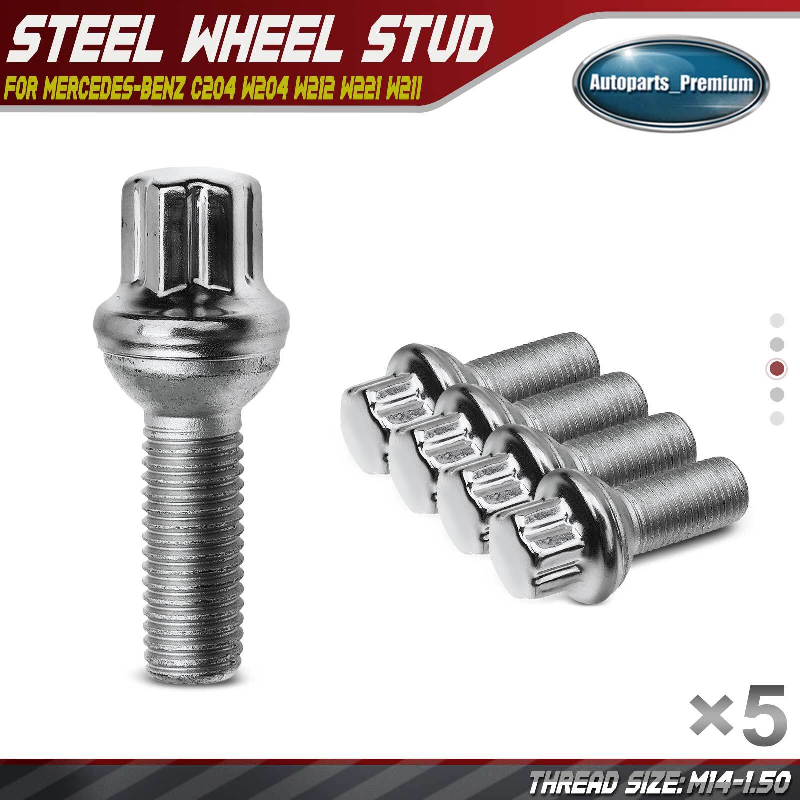 5x M14-1.5 Wheel Lug Bolts for Mercedes-Benz C204 W204 W212 W221 W211 ...
