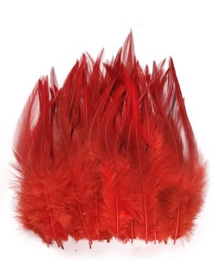 100PCS Red Rooster Saddle Hackle Feathers 5-7" for Crafts, Earrings ...