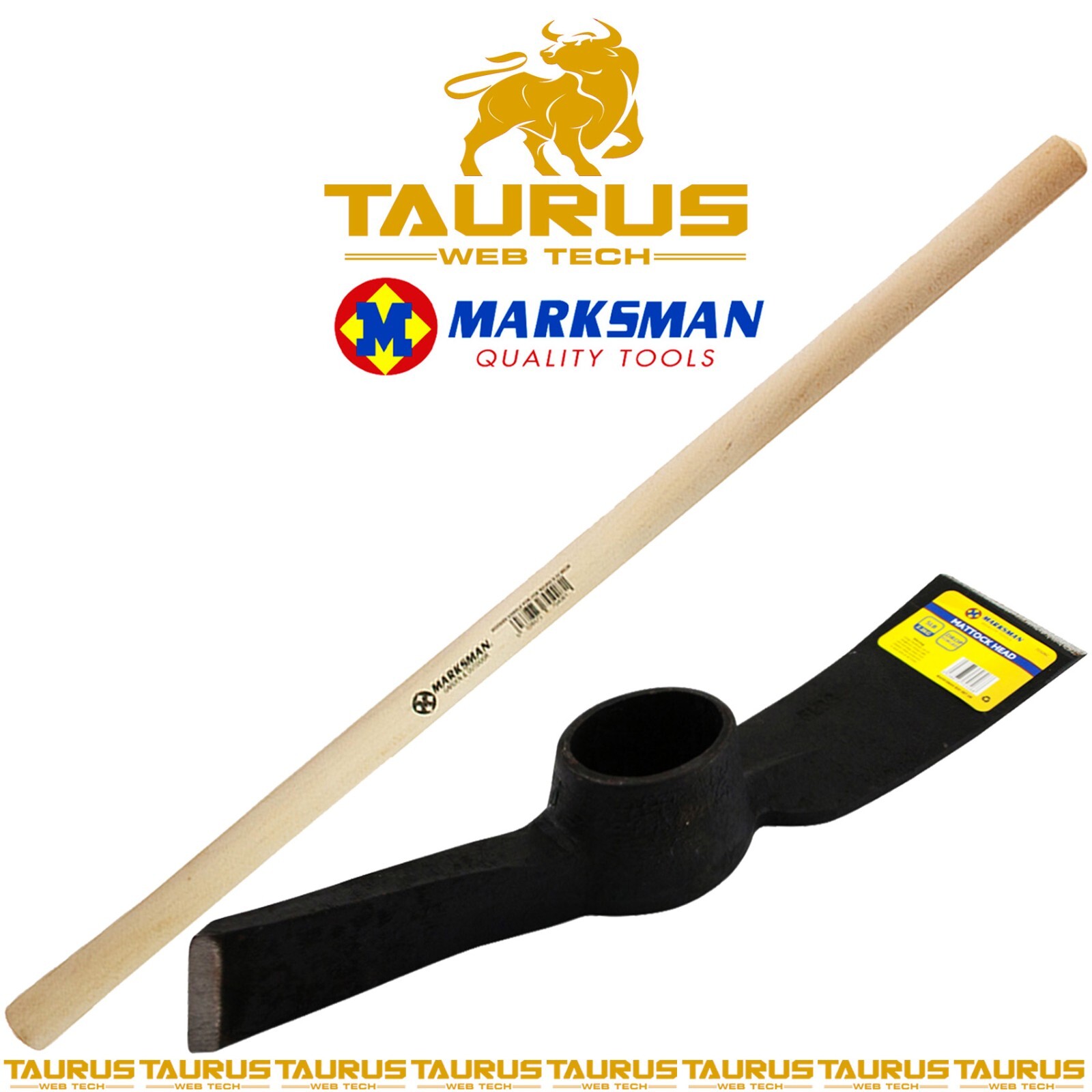 90 CM MARKSMAN WOODEN Beech Handle & 5LB MATTOCK HEAD PICK AXE Garden ...