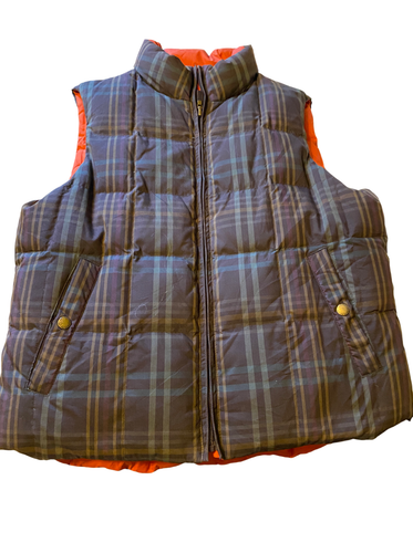 Lauren Ralph Lauren Puffer Vest Large Plaid Reversible Zipper~`Brown ...