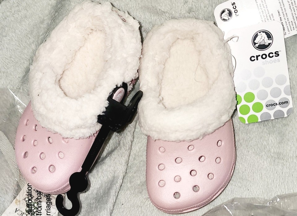 Crocs Baby Girls Mammoth Vintage Pink Furry 6 7 Nwt Infants Kids Shoes ...