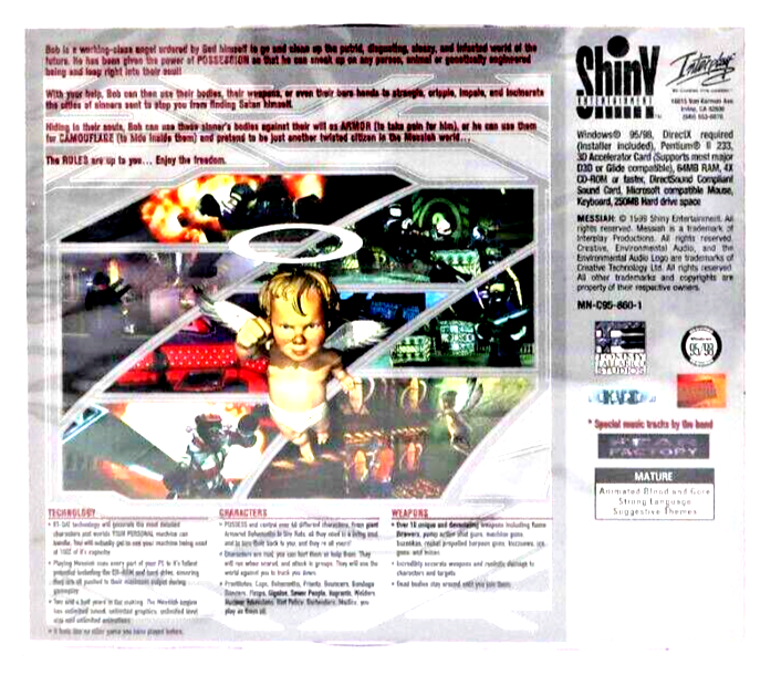 MESSIAH Windows 95/98 PC CD Rom Game 1999 Shiny Entertainment Interplay ...