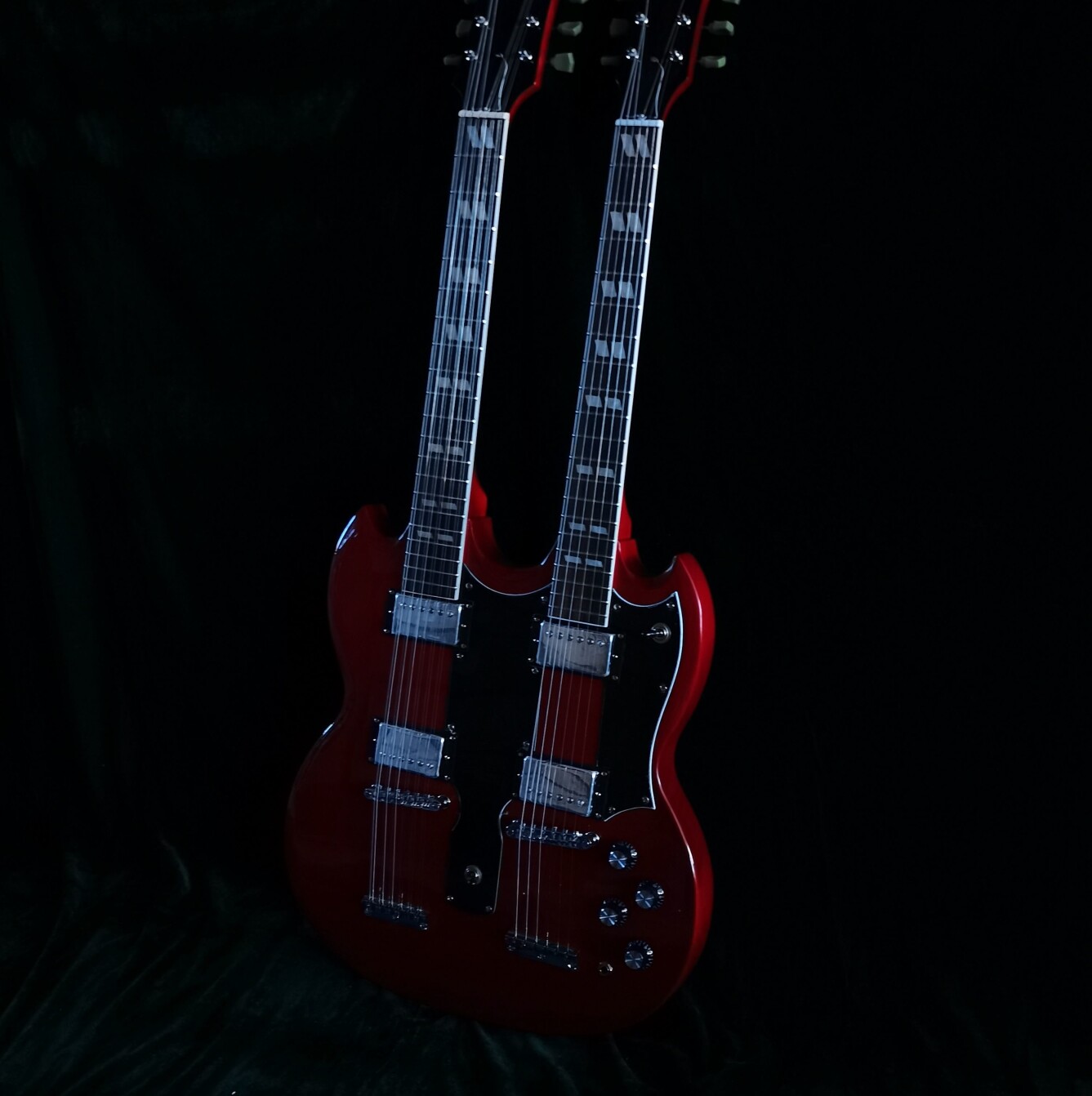 Red Double Neck Electric Guitar Chrome Hardware 12String&6String HH ...