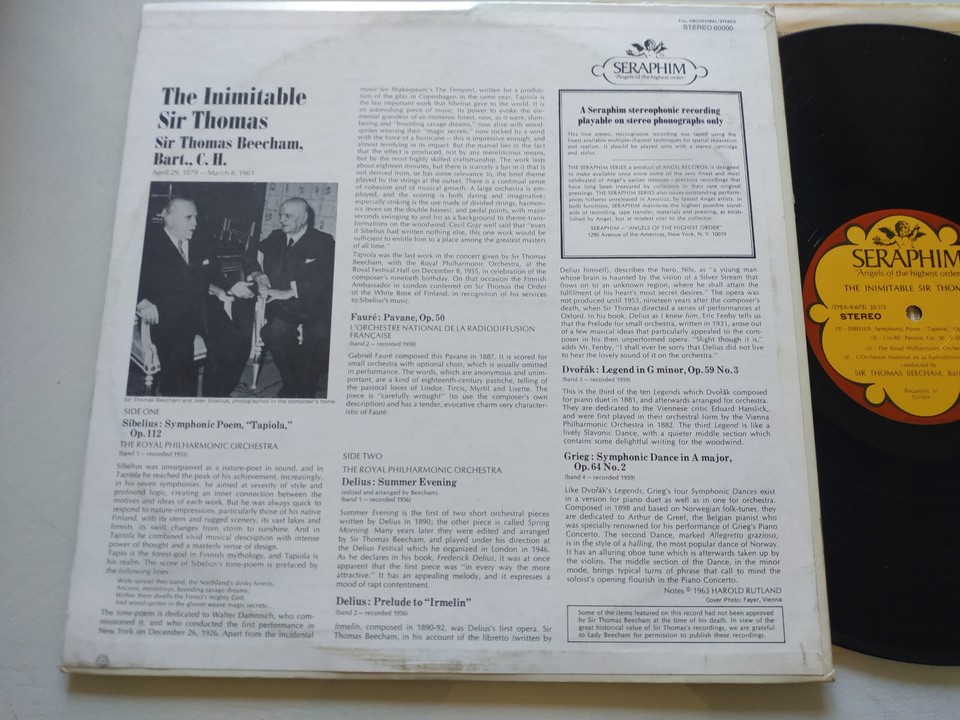 Sir Thomas Beecham S-60000 The Inimitable Seraphim - LP 12" Vinyl VG/VG ...