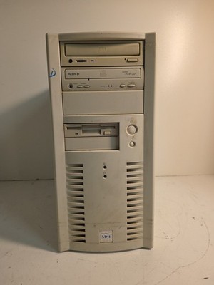 Vintage MSI Desktop Tower PC Beige CD-ROM Acer CD-RW Floppy Serial ...