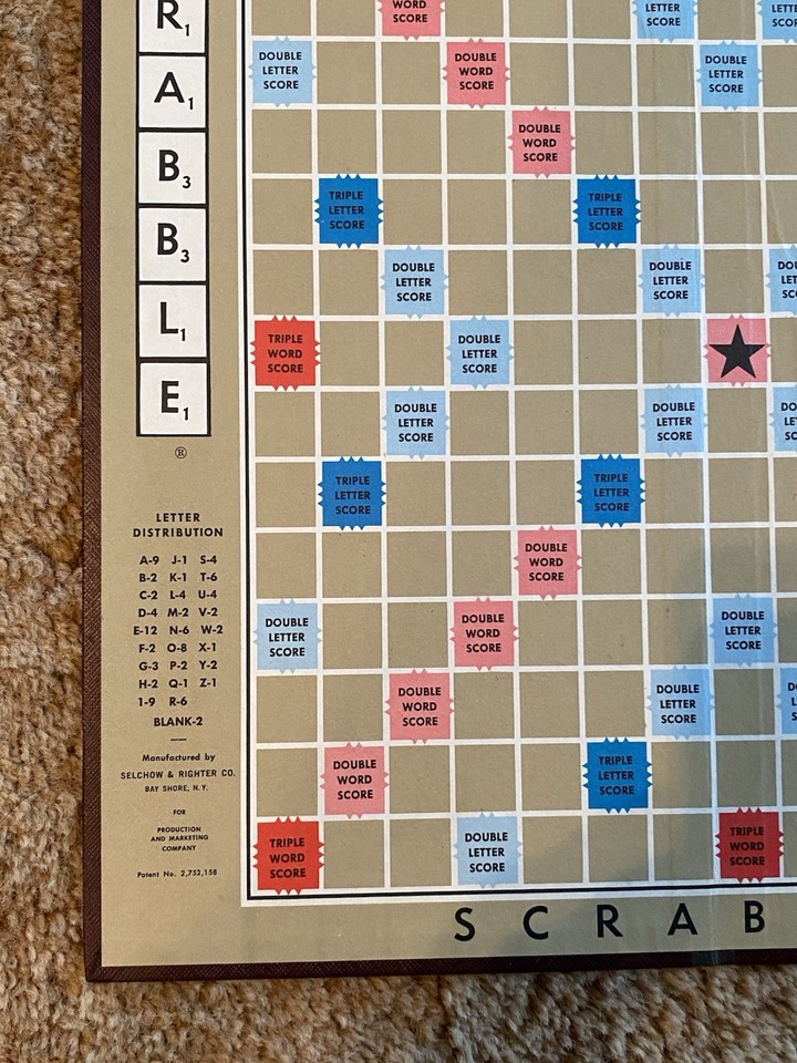 VTG 1948-1953 Scrabble Replacement Part Game Board Only Selchow ...