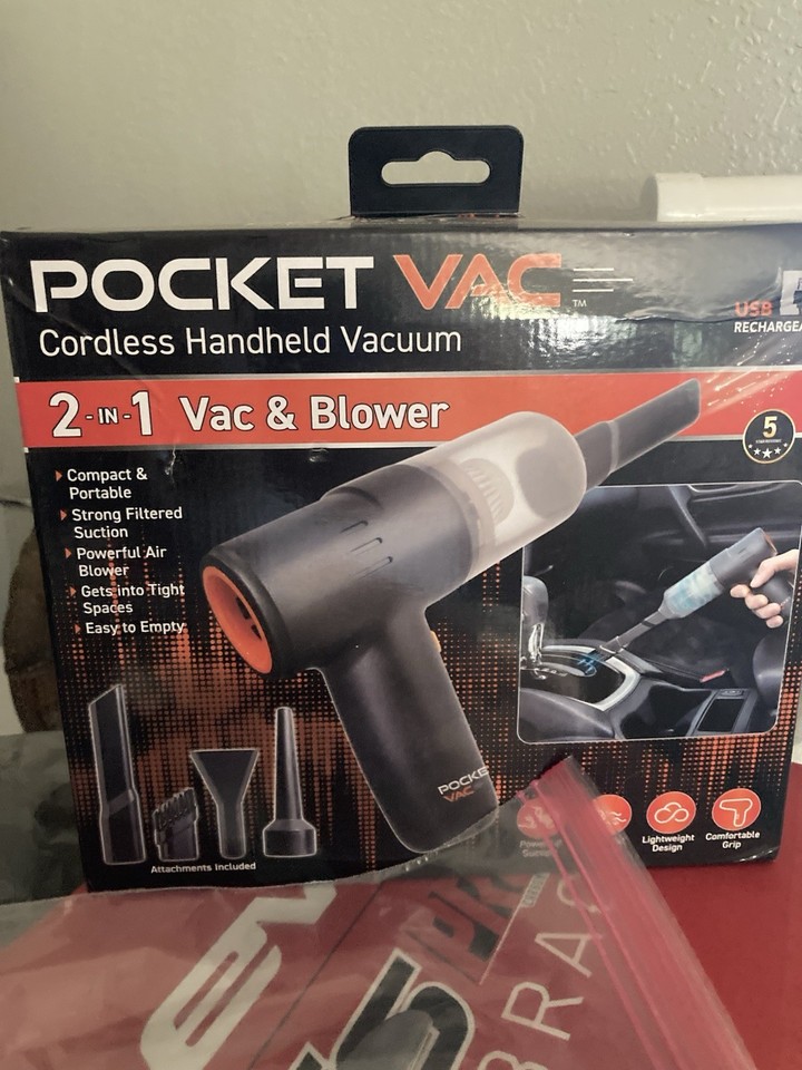 Pocket Vac Cordless Handheld Vacuum, 2 in 1 Vac and Blower - Brand New in Box | eBay